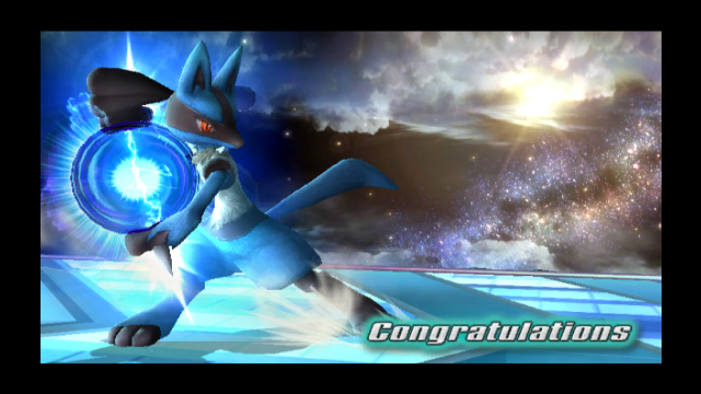File:Lucario Congratulations Screen Classic Mode Brawl.png - SmashWiki ...